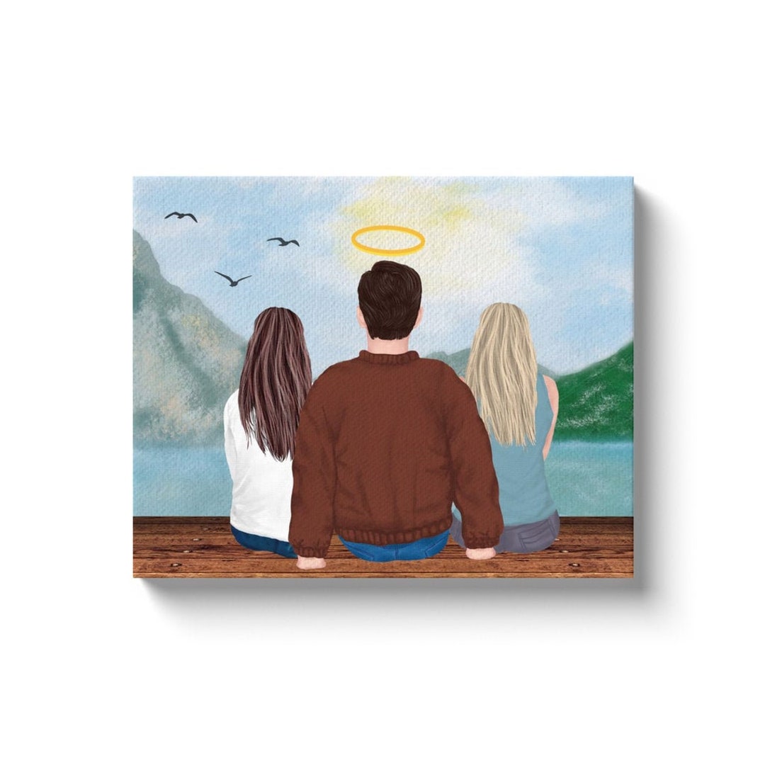 Personalized Memorial Family Portrait Illustration - Watercolor Cartoon ...
