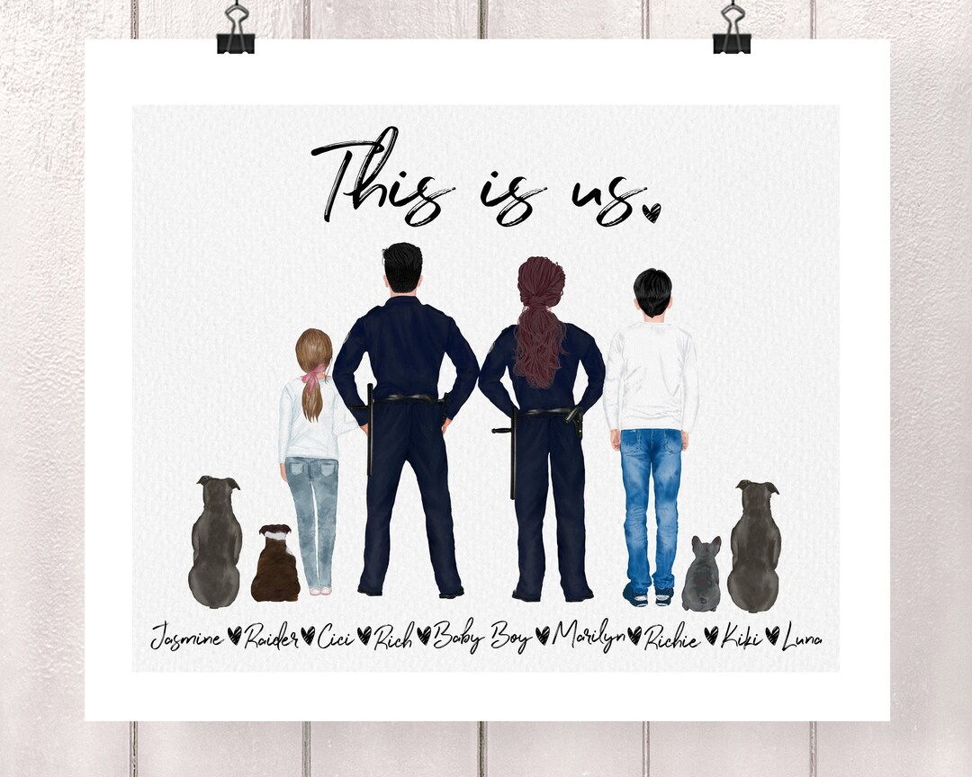Personalized Family Portrait Illustration - Watercolor Cartoon Drawing ...