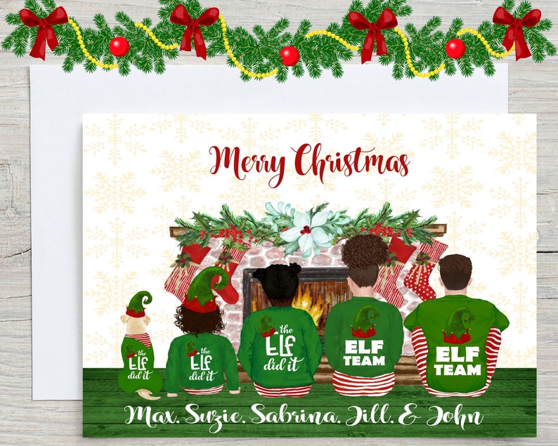 Personalized Christmas Family Portrait Greeting Card - Etsy
