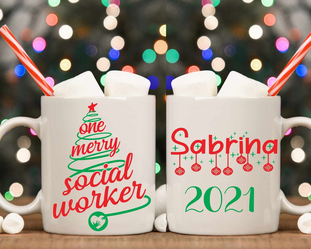 One Merry Social Worker - Personalized Mug - Christmas Gift Mug ...