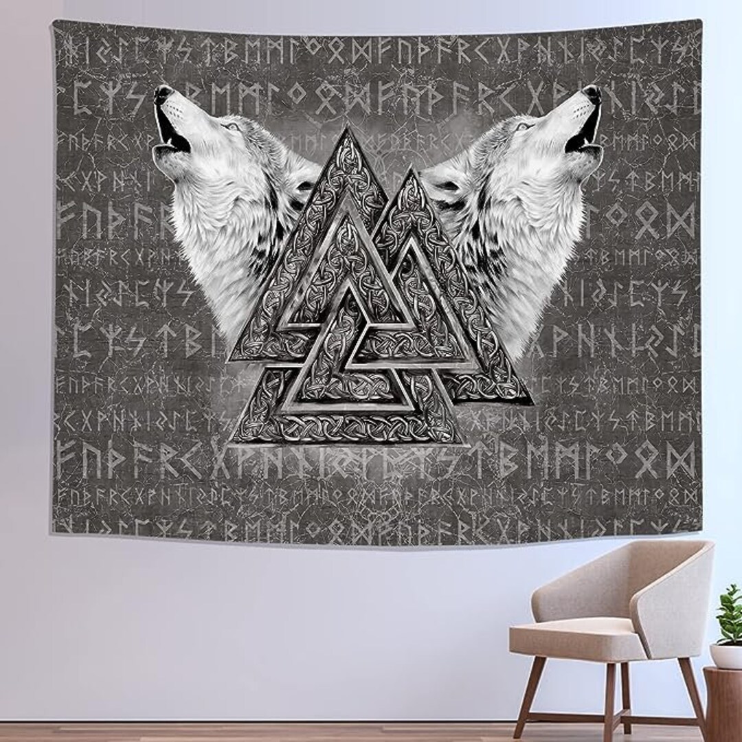 Large Black and White Norse Trinity Tapestry - Etsy