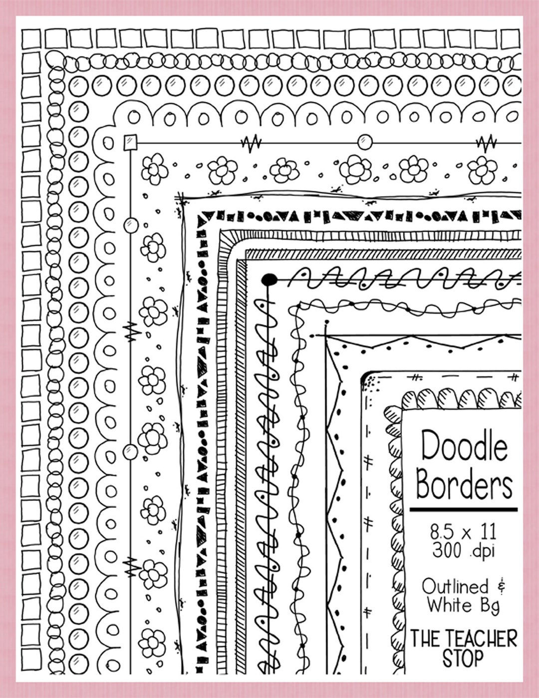 Hand Drawn Border Clipart, Doodle Frames, Planner, Letter Frame, Cute ...