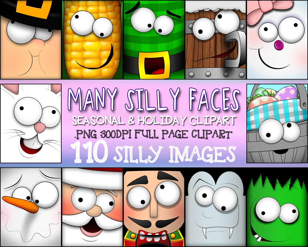 Holiday Faces Clipart Bundle: Seasonal PNG Images (110) - Etsy