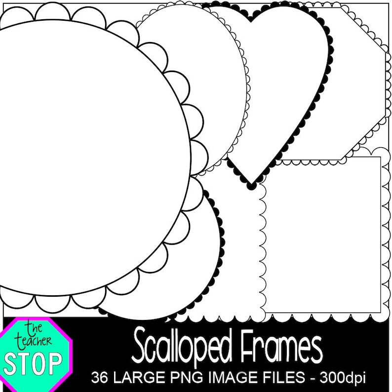 Scalloped Frames: Hand-drawn Borders, Commercial Use (digital) - Etsy