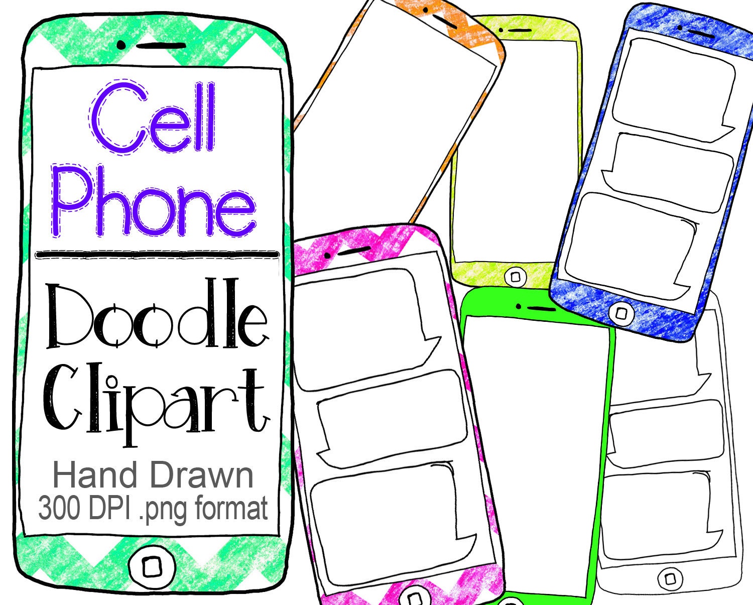 Cell Phone Png Clipart, Cell Phone Doodle, iPhone Clipart, Hand Drawn ...
