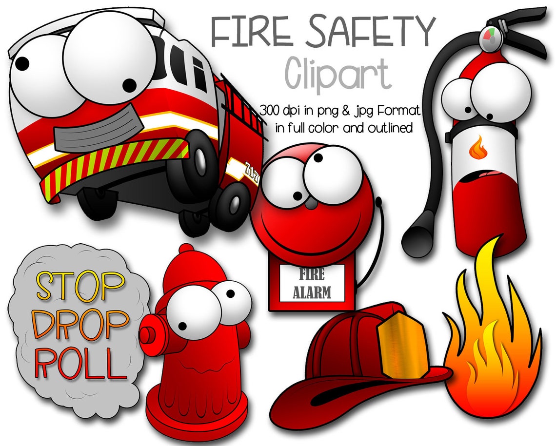 Fire Safety Clip Art | Fire Fighter Clip Art | Firetruck Clipart | Fire ...