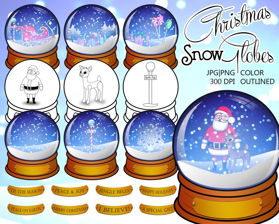 Christmas Snow Globes Clip Art: Holiday Graphics (digital Download) - Etsy