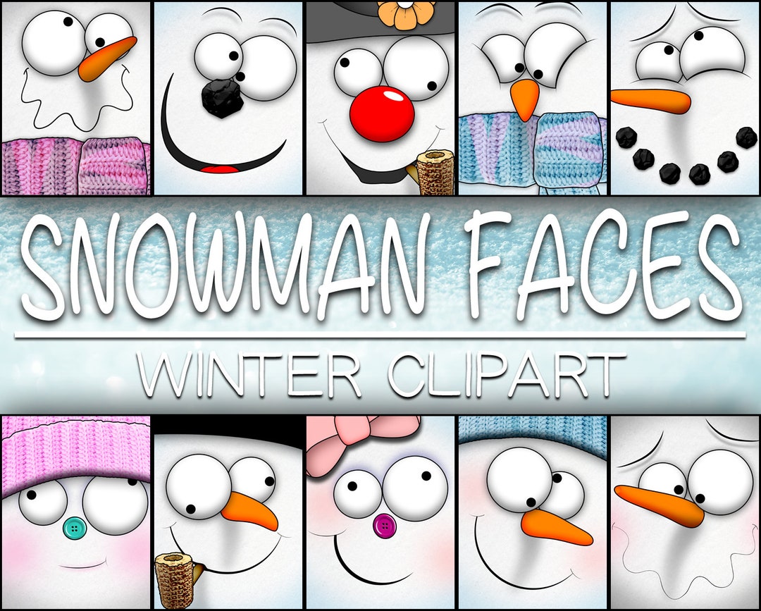 Snowman Clipart | Snowman Faces Clipart, Commercial Use Digital, Frosty ...