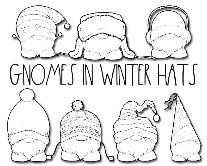 Winter Gnomes Clipart | Gnomes in Winter Hats | Whimsical Clipart ...