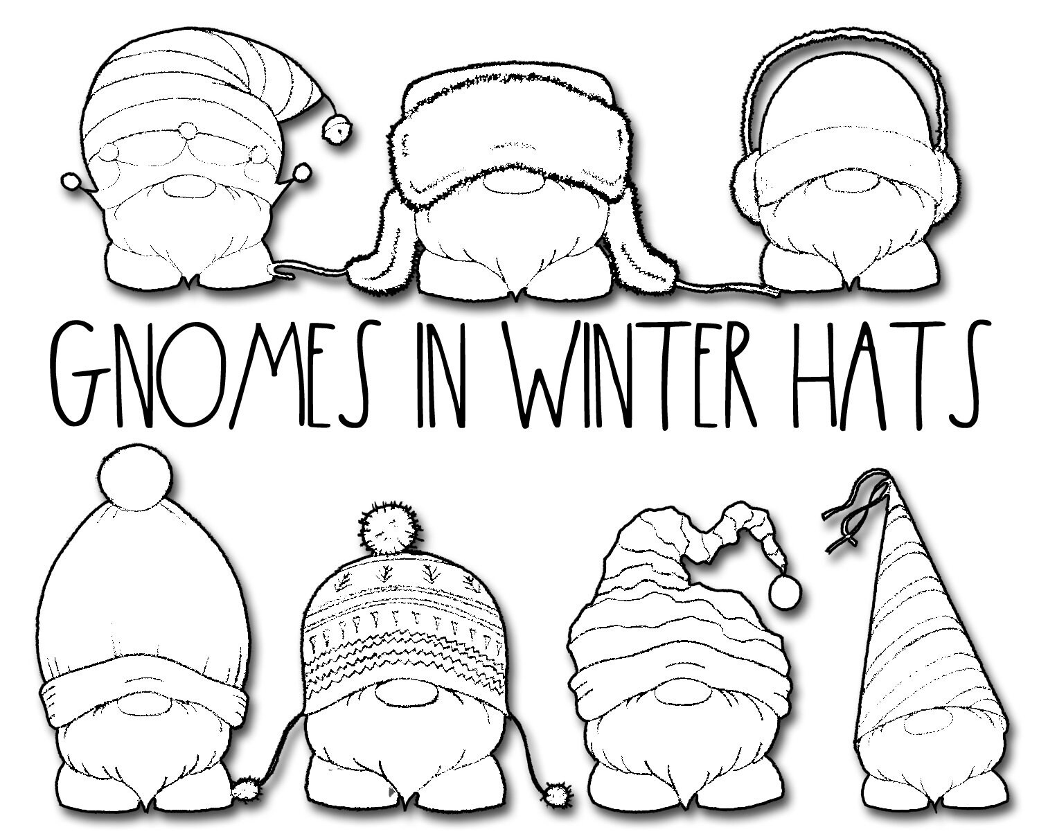 Winter Gnomes Clipart | Gnomes in Winter Hats | Whimsical Clipart ...