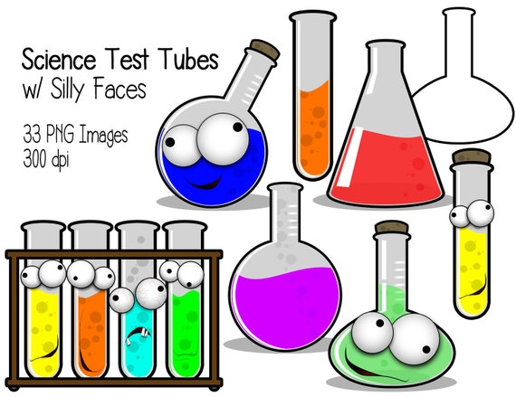 Science Clipart Png Science Test Tubes Silly Faces | Etsy