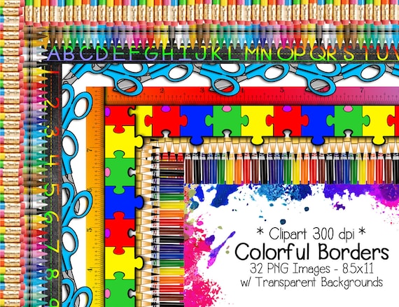 Colorful Borders Png Watercolor Borders ABC123 Borders - Etsy Canada