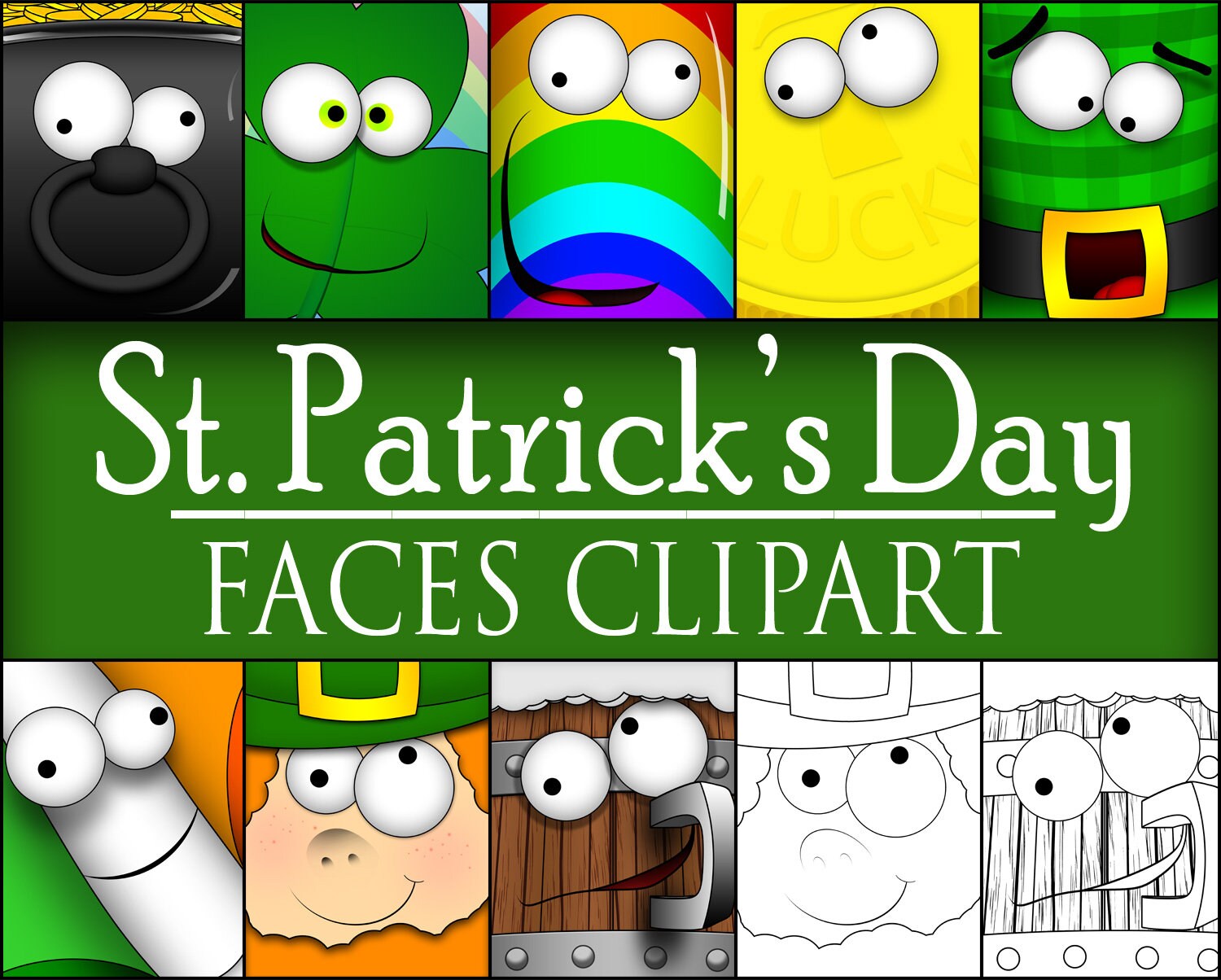 Classroom Clip Art Bundle | Halloween Faces Clipart | Christmas Faces ...