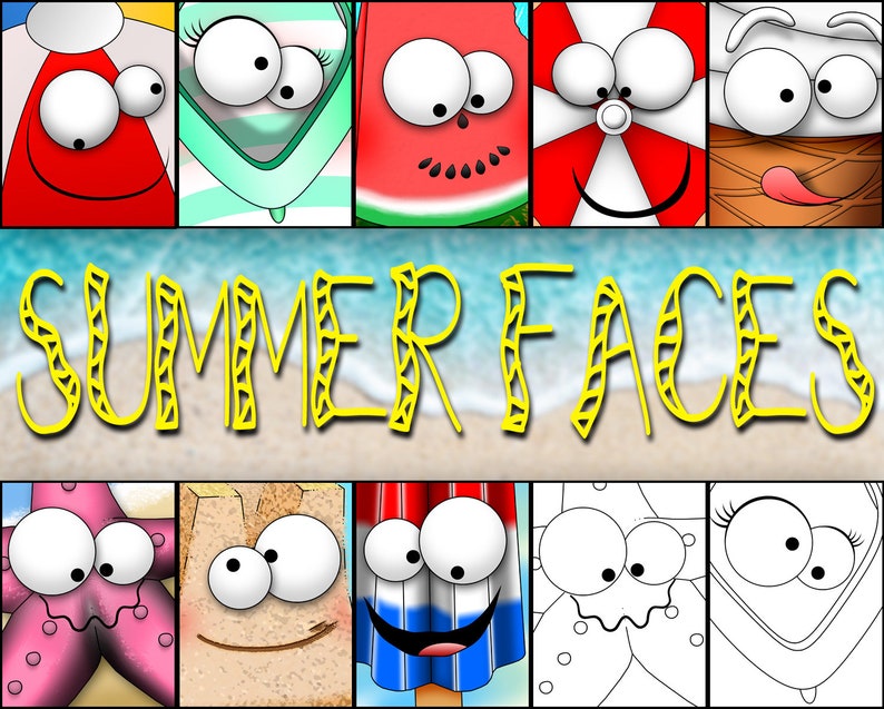 Summer Faces | Silly Summer Faces | Summer Clipart | Summer Faces ...