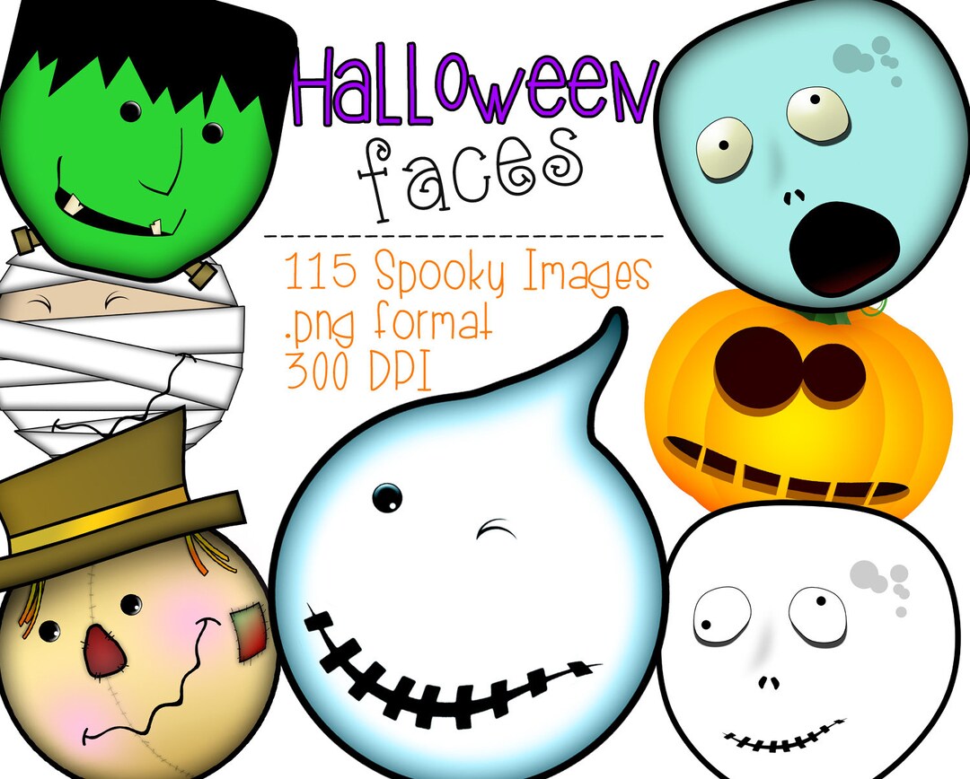 Halloween Faces Clipart | Halloween Download | Instant Download | Jack ...