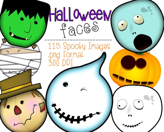 Halloween Faces Clipart Halloween Download Instant | Etsy