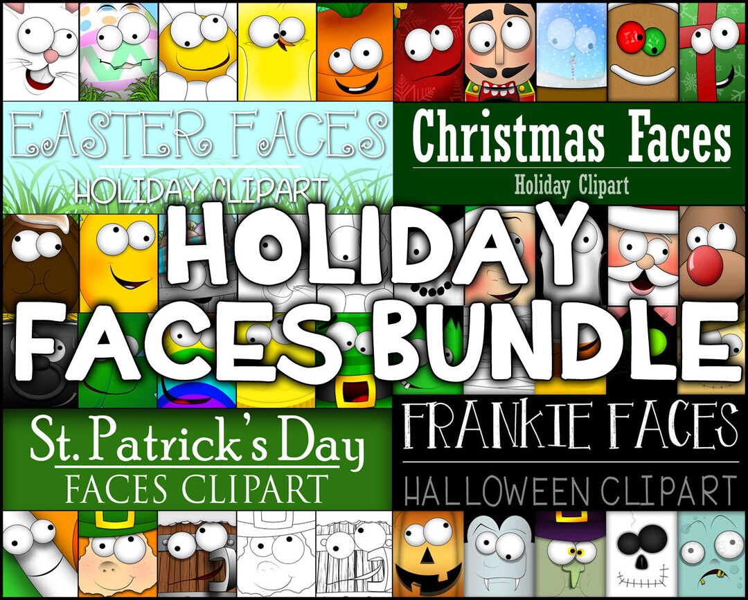 Classroom Clip Art Bundle | Halloween Faces Clipart | Christmas Faces ...