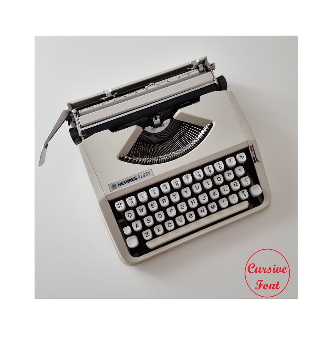 Rare machine à écrire HERMES BABY OLIVETTI script cursive blanche en ...
