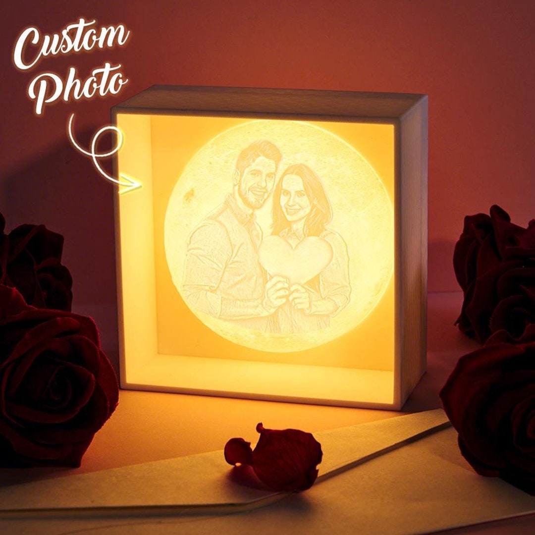 Personalized 3D Photo Moon Lamp Custom Lunar Night Light With Photo ...