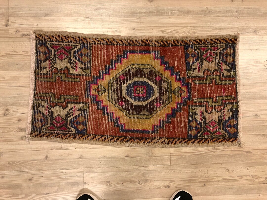 Authentic Turkish Door Mat, Oushak Entry Mat, Vintage Entry Mat Rug ...