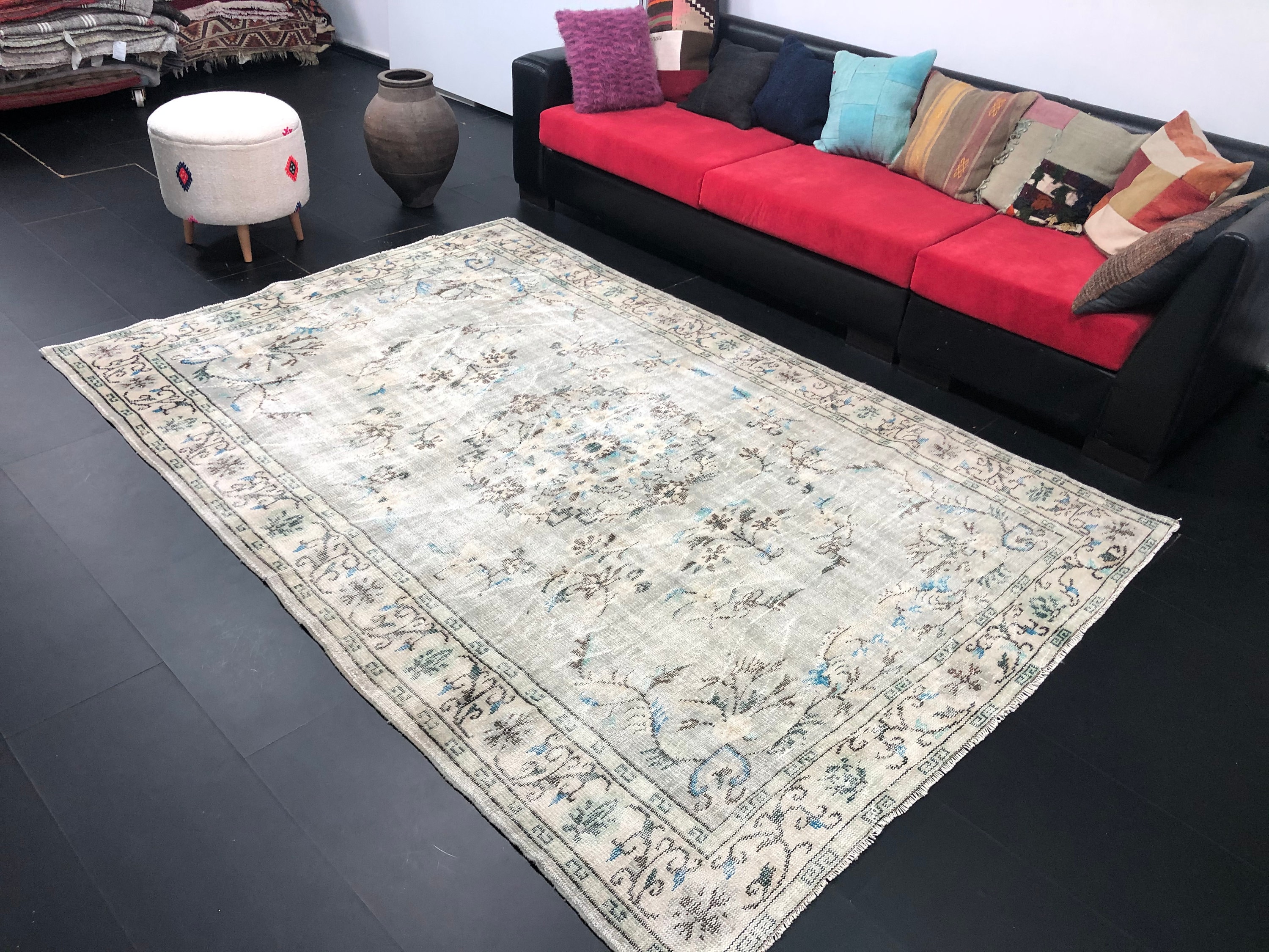 Gray Overdyed Rug Gray Vintage Rug Turkish Rug Handmade | Etsy