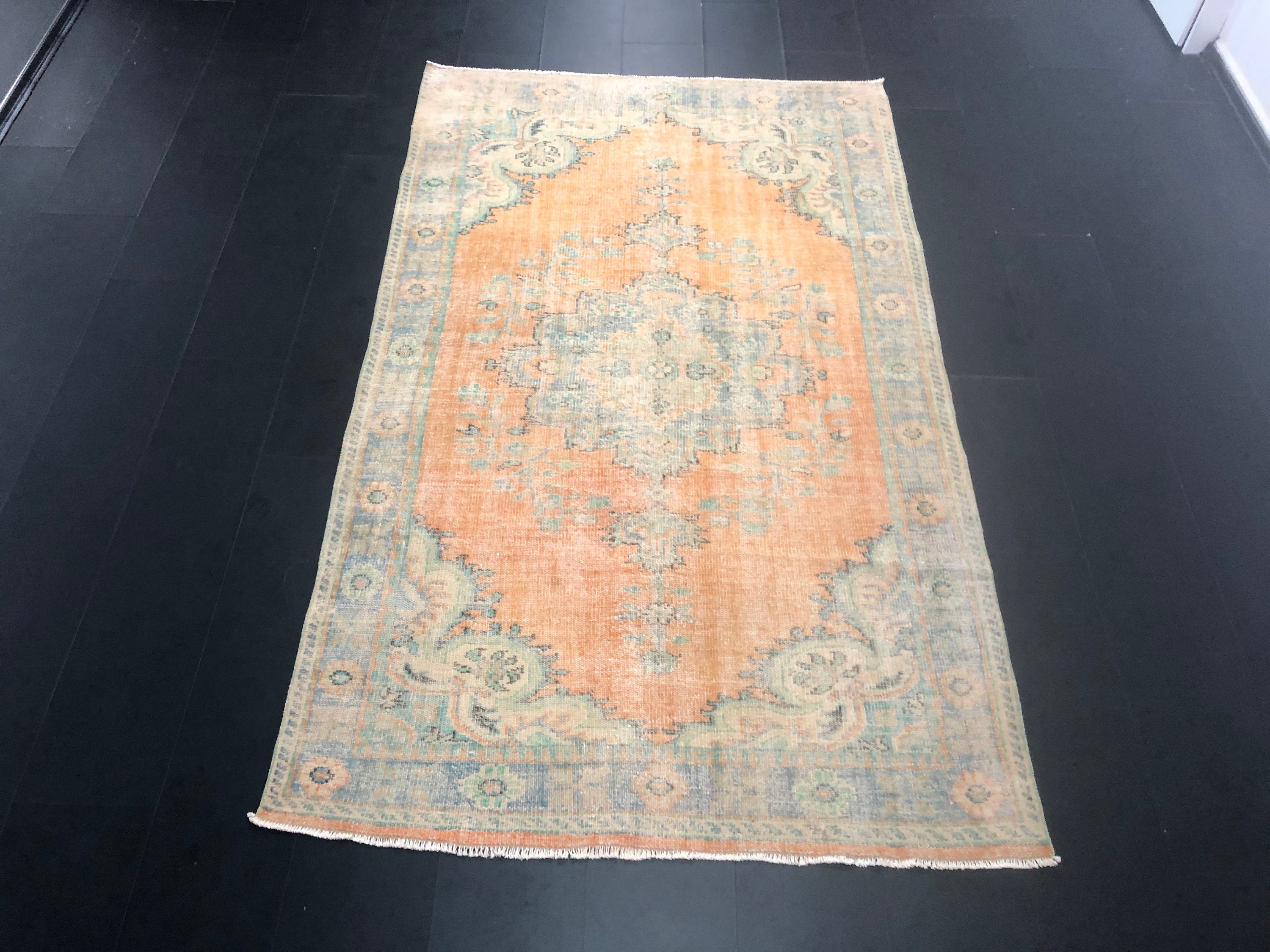 Orange Area Rug Medallion Design Rug Turkish Area Rug | Etsy