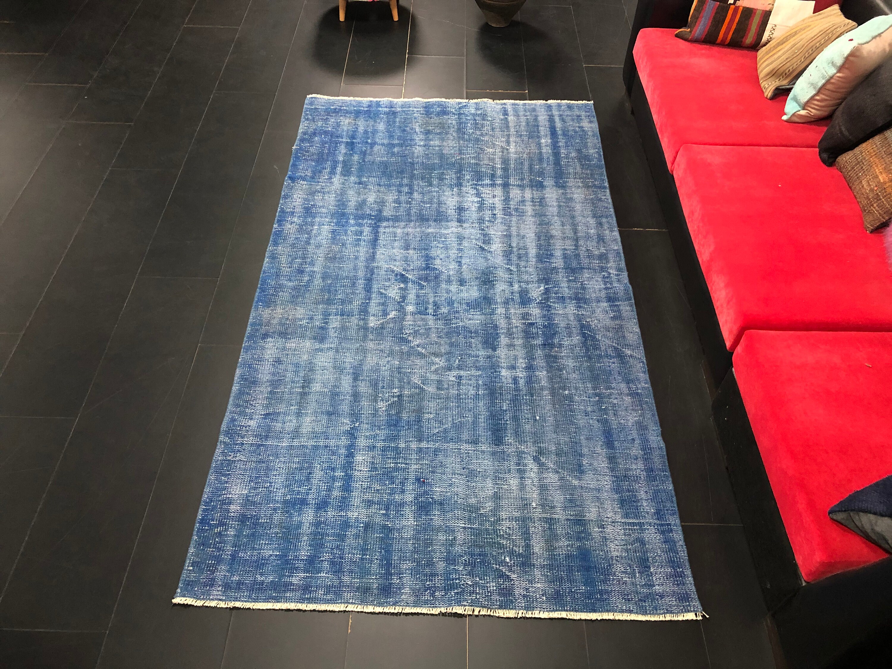 Blue Turkish Rug Blue Overdyed Rug Bohemian Rug Decorative | Etsy