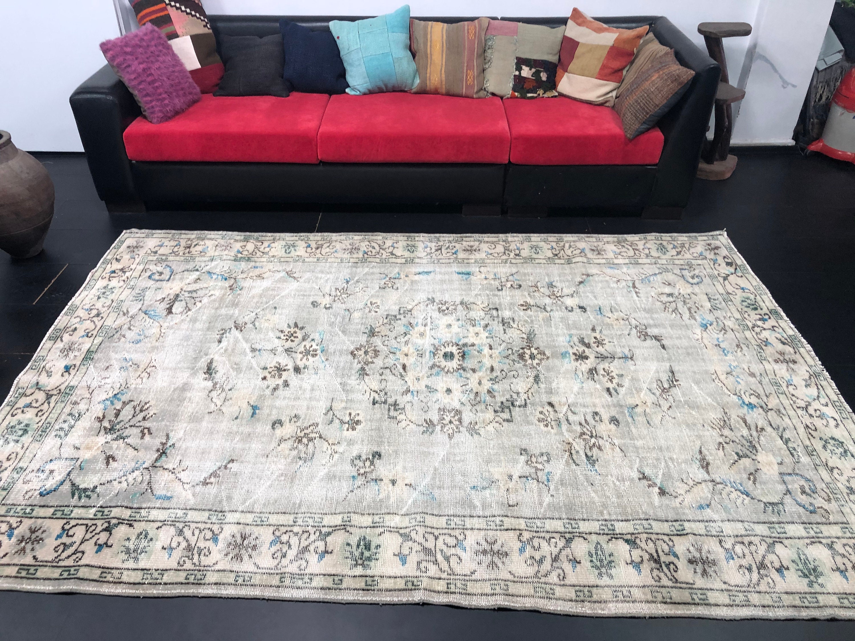 Gray Overdyed Rug Gray Vintage Rug Turkish Rug Handmade | Etsy