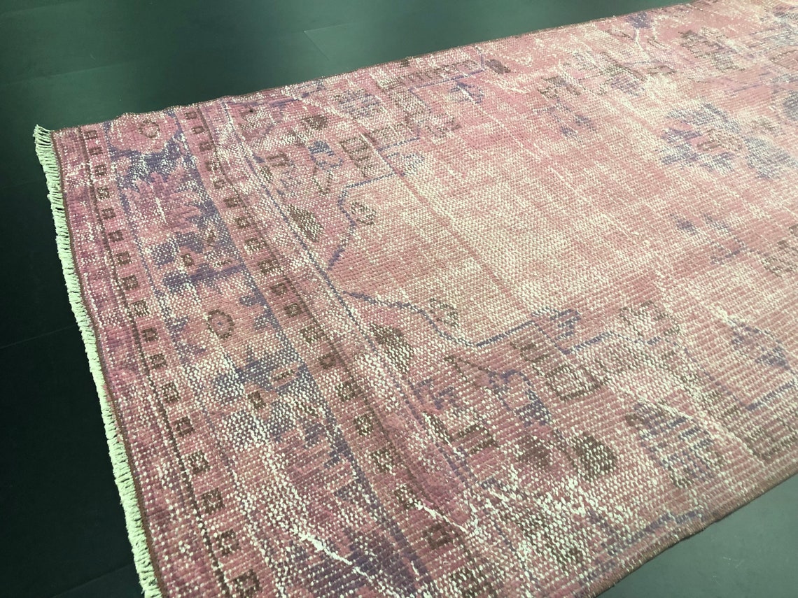 Pink Overdyed Runner Rug Vintage Hallway Runner Rug Modern - Etsy