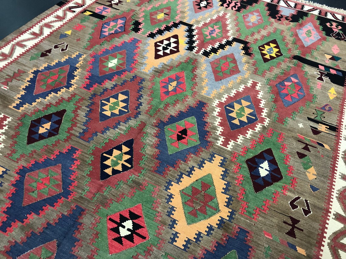 Aztec Authentic Kilim Rug Turkish Kilim Rug Vintage Handmade - Etsy