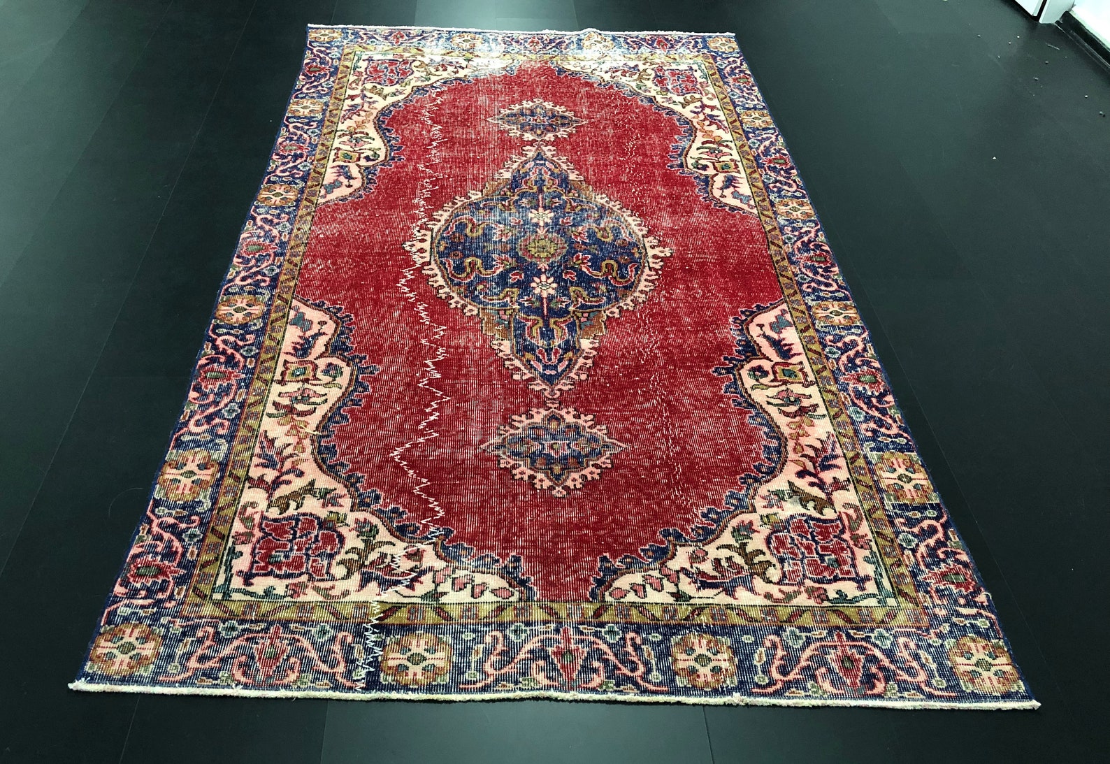 Red Vintage Rug Handmade Rug Turkish Rug Red Area Rug | Etsy