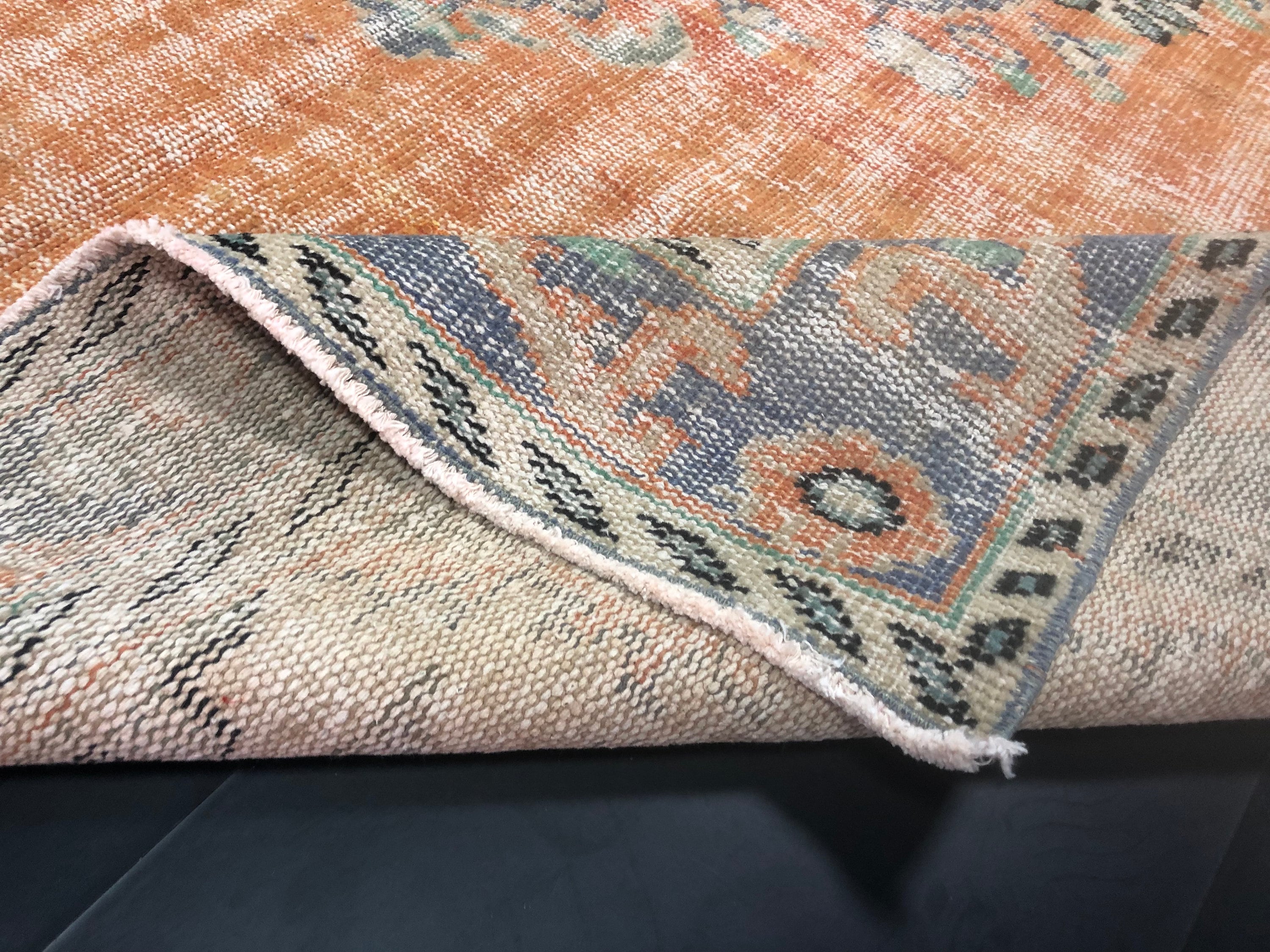 Orange Vintage Rug, Decorative Turkish Rug, Handmade Wool Rug, Carpet ...