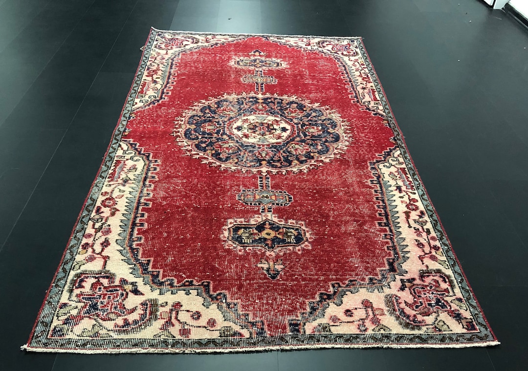 Turkish Red Rug, Vintage Overdyed Rug, Decorative Floor Rug, Turkish ...