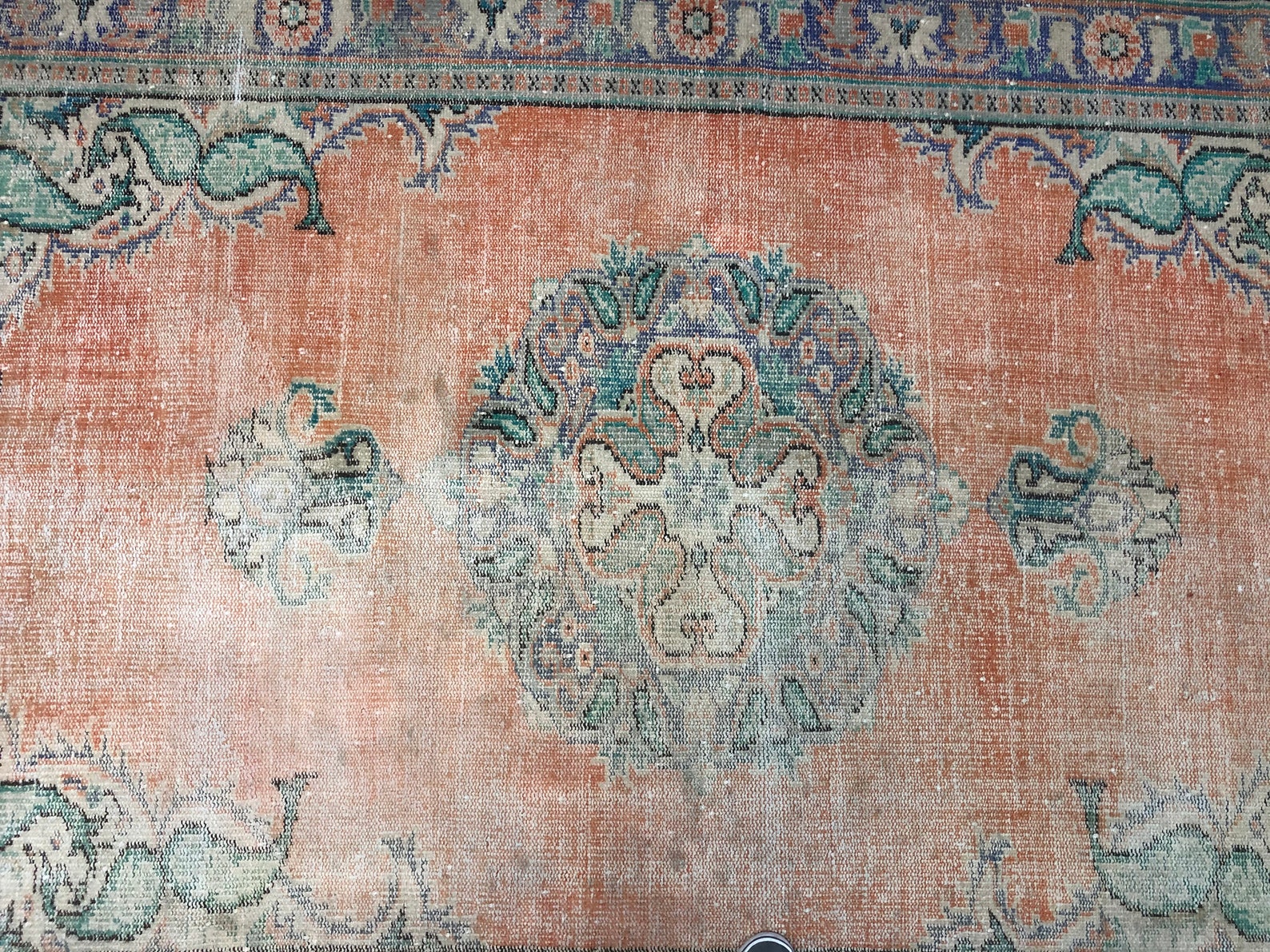 Orange Vintage Rug Boho Area Rug Distressed Rug Vintage | Etsy