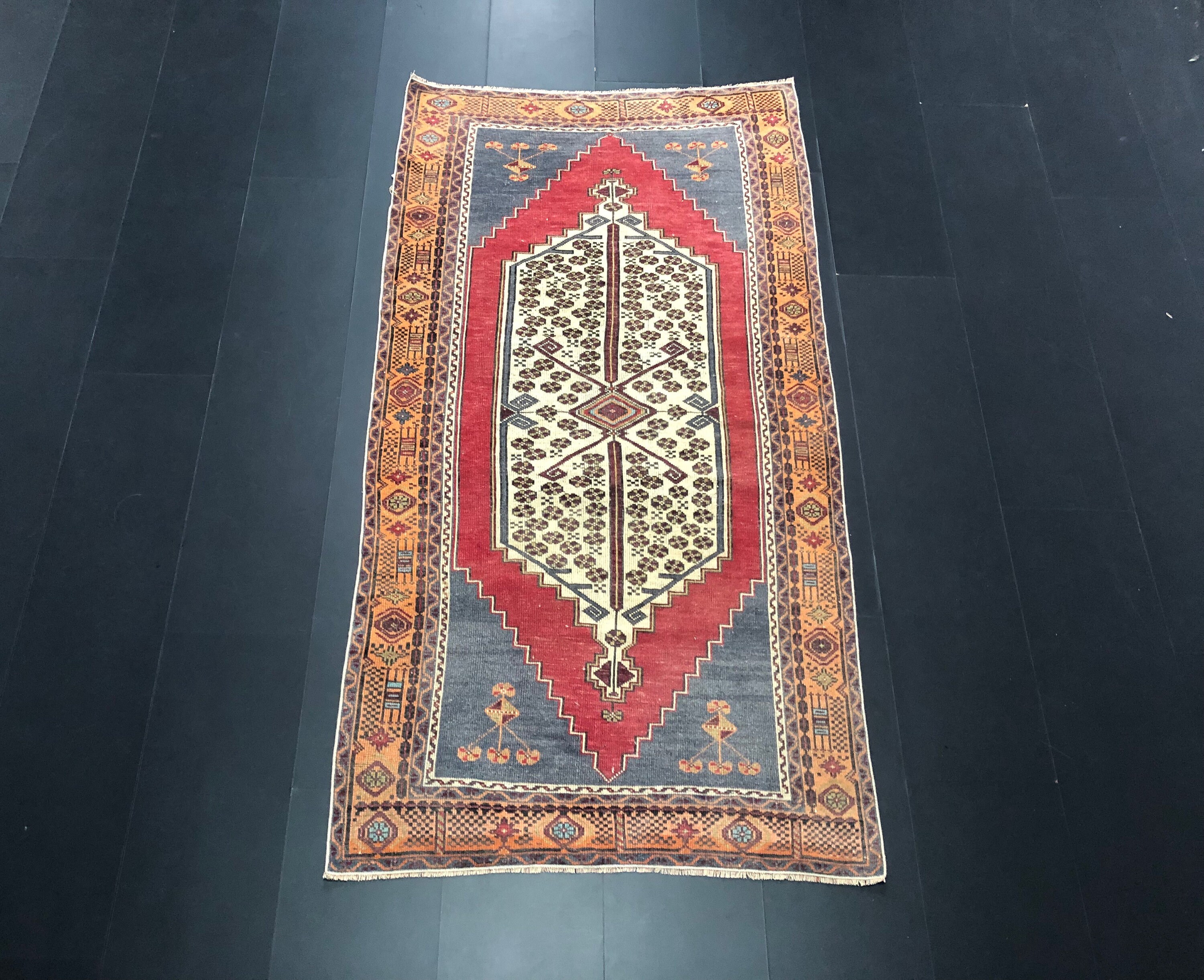 Antique Turkish Area Rug Decorative Tribal Rug Faded Rug | Etsy