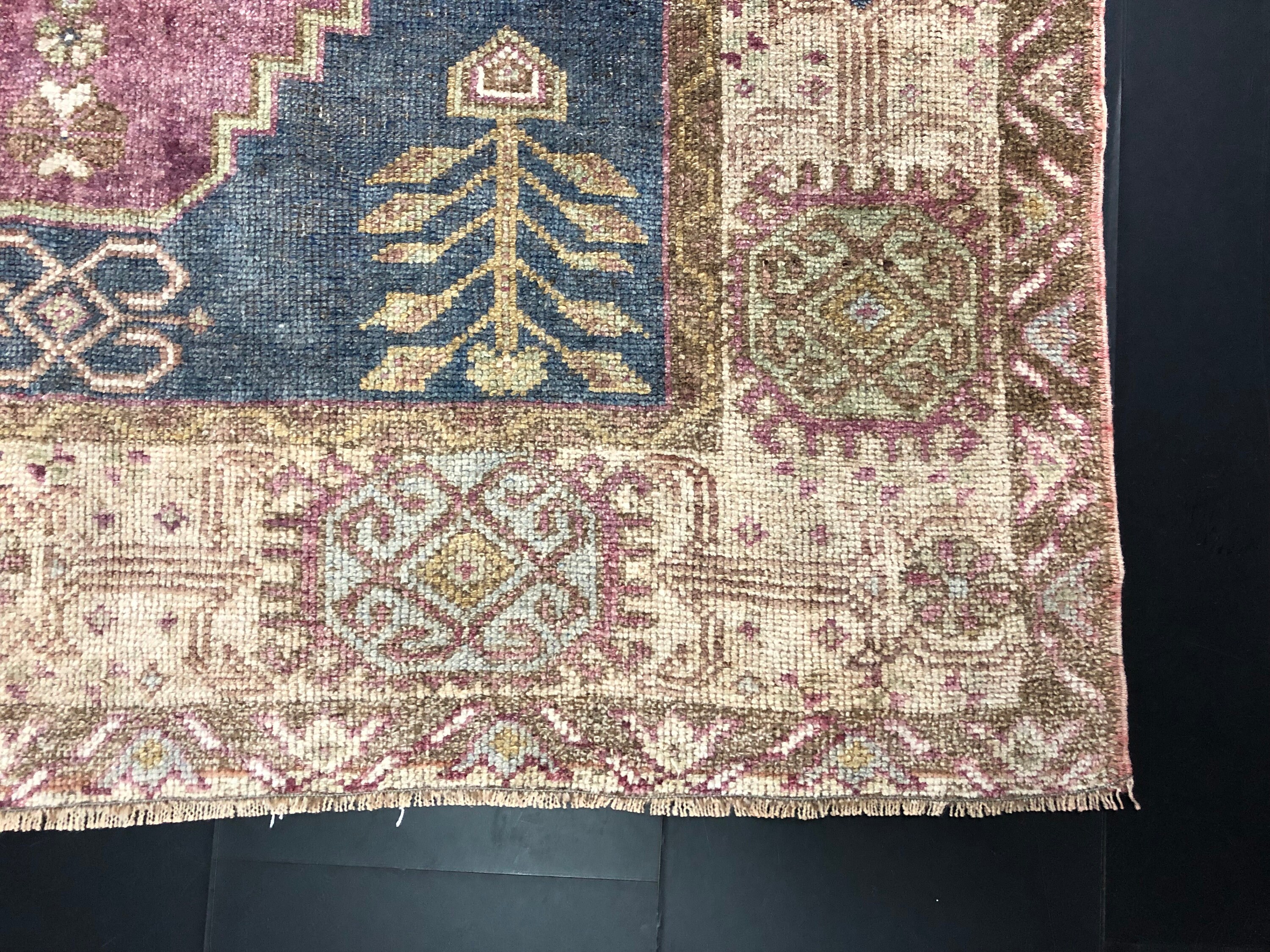 Unique Design Turkish Rug, Red and Blue Rug, Oushak Rug, Handmade ...