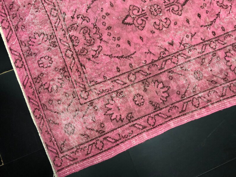 Hot Pink Color Rug Handmade Floral Design Rug Oushak Rug - Etsy