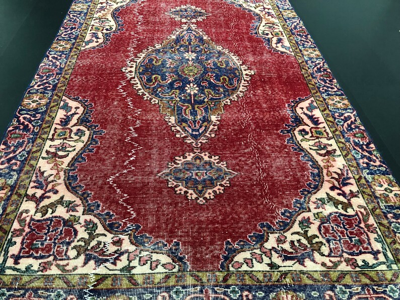 Red Vintage Rug Handmade Rug Turkish Rug Red Area Rug | Etsy