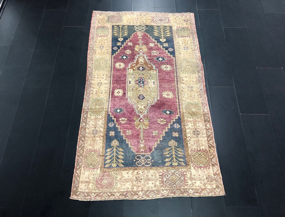 Unique Design Turkish Rug, Red and Blue Rug, Oushak Rug, Handmade ...