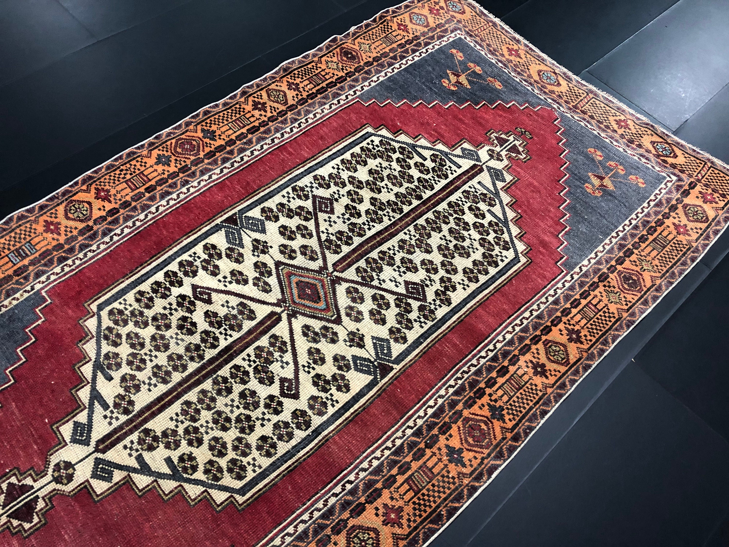 Antique Turkish Area Rug Decorative Tribal Rug Faded Rug | Etsy