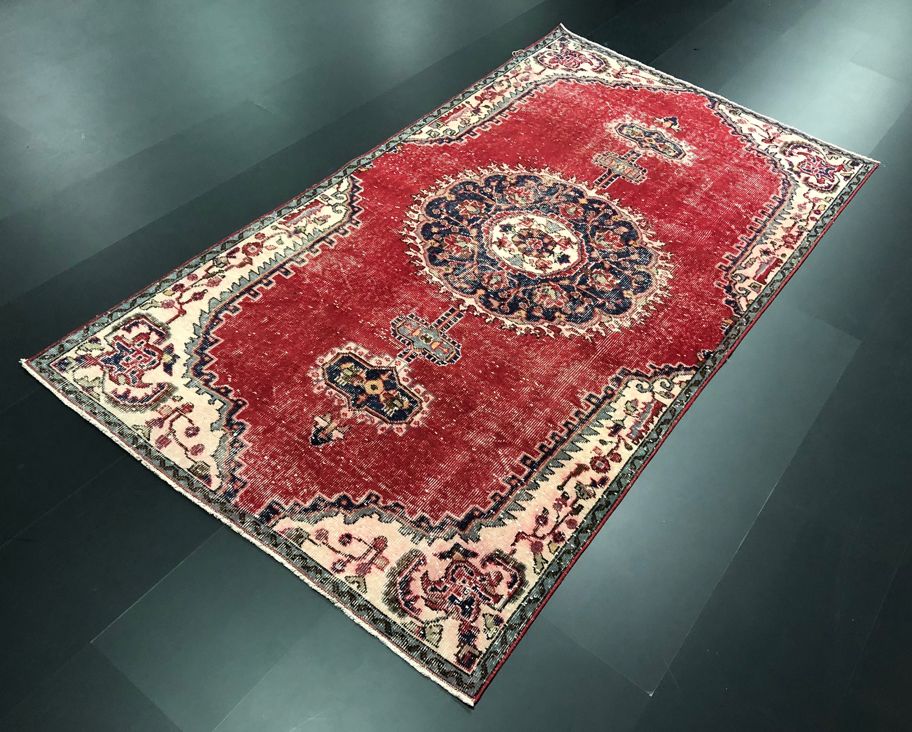 Turkish Red Rug, Vintage Overdyed Rug, Decorative Floor Rug, Turkish ...