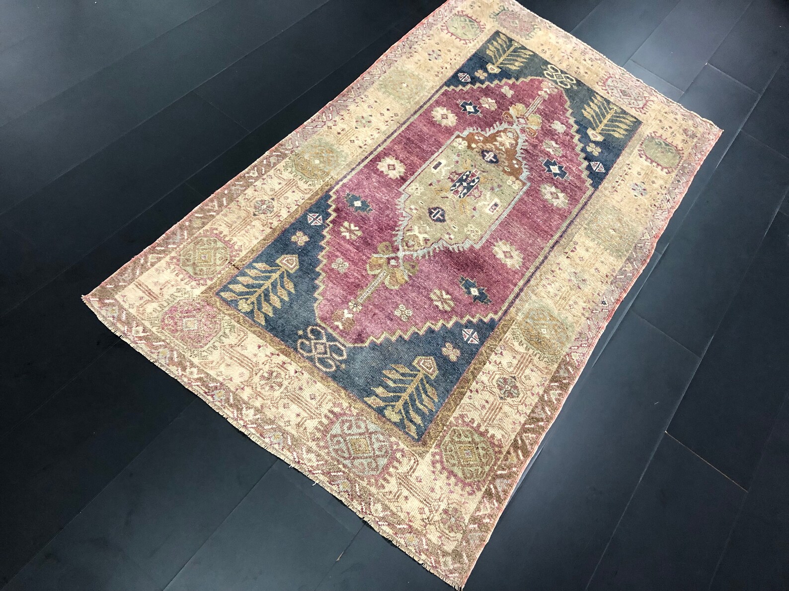 Unique Design Turkish Rug, Red and Blue Rug, Oushak Rug, Handmade ...