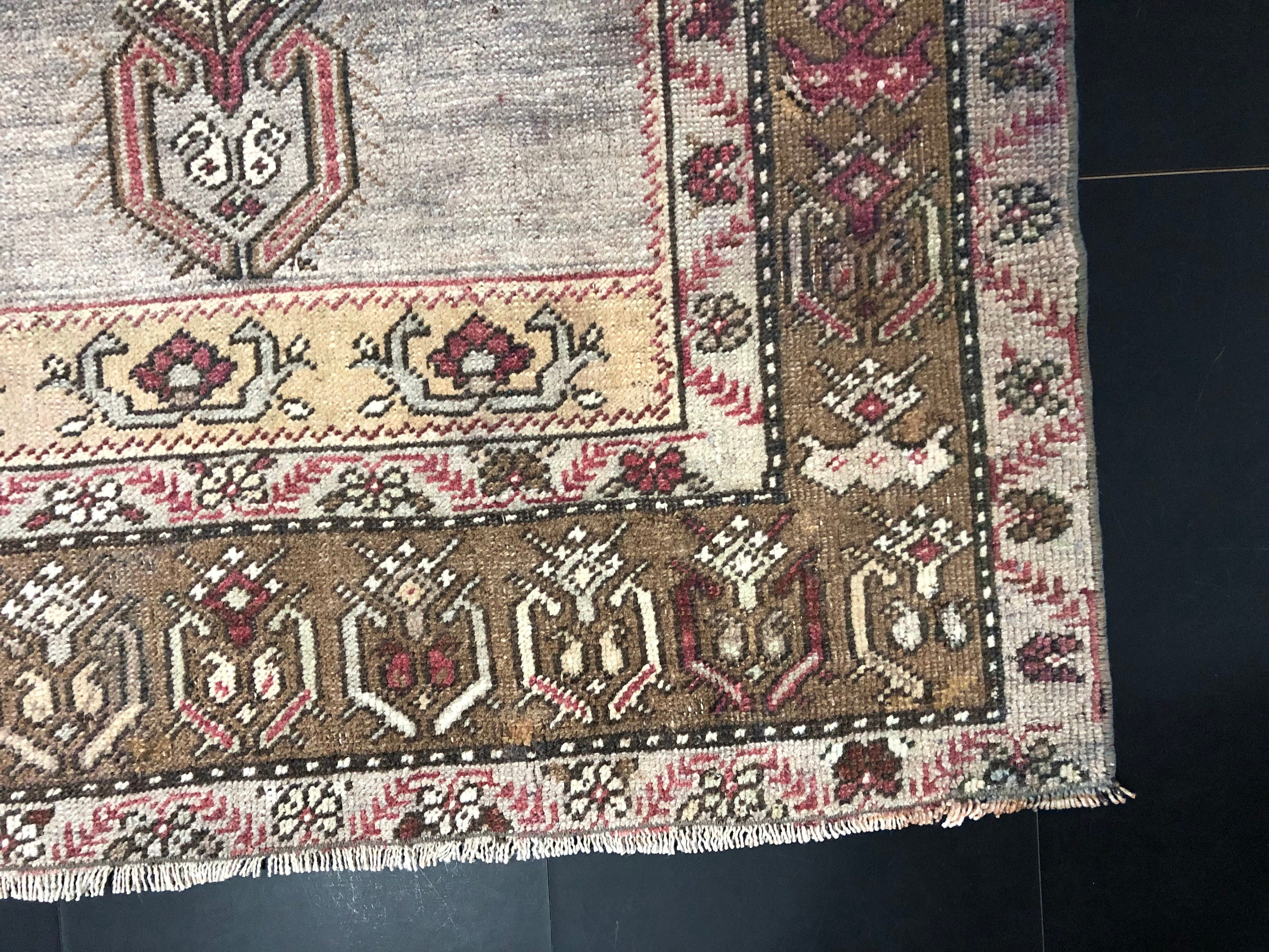 Gray-Red Turkish Rug Anatolian Antique Rug Bohemian | Etsy