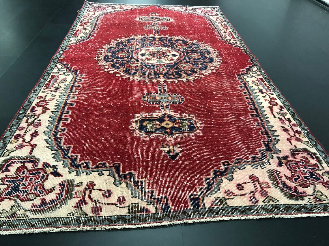 Turkish Red Rug, Vintage Overdyed Rug, Decorative Floor Rug, Turkish ...