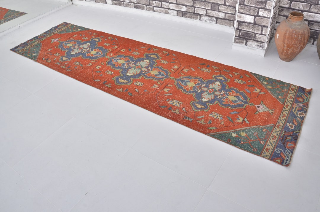 Bohemian Hallway Runner Rug, Turkish Hallway Runner Rug, Design Vintage ...