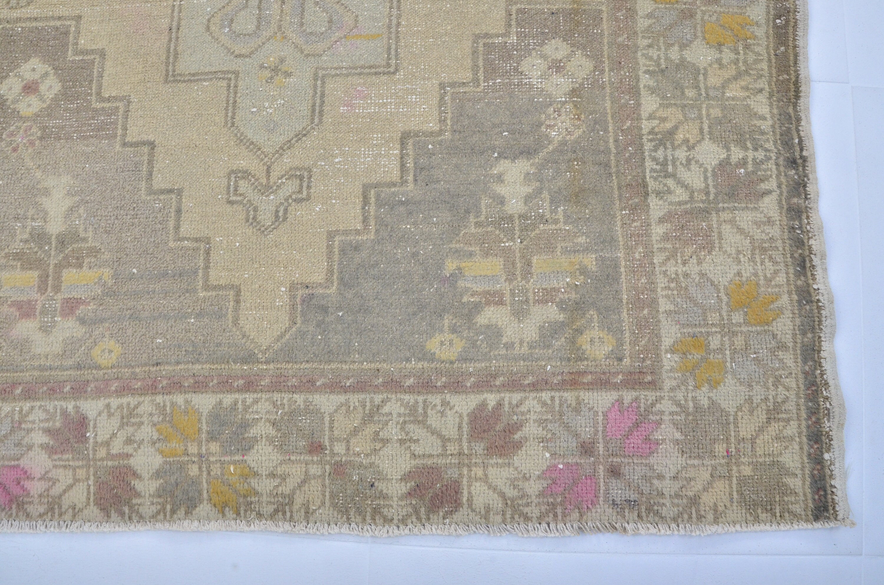 Tan Oushak Rug, Faded Turkish Rug, Pastel Rug, Antique Rug, 4x7 ...