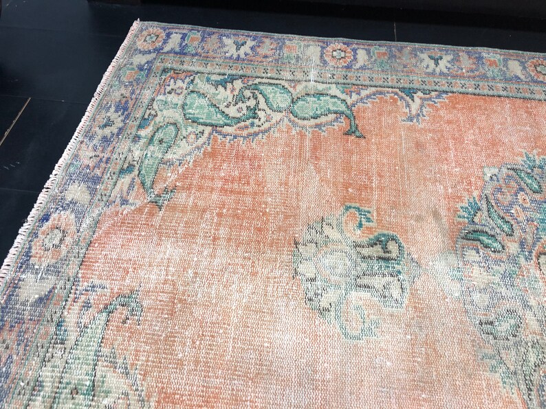 Orange Vintage Rug Boho Area Rug Distressed Rug Vintage - Etsy