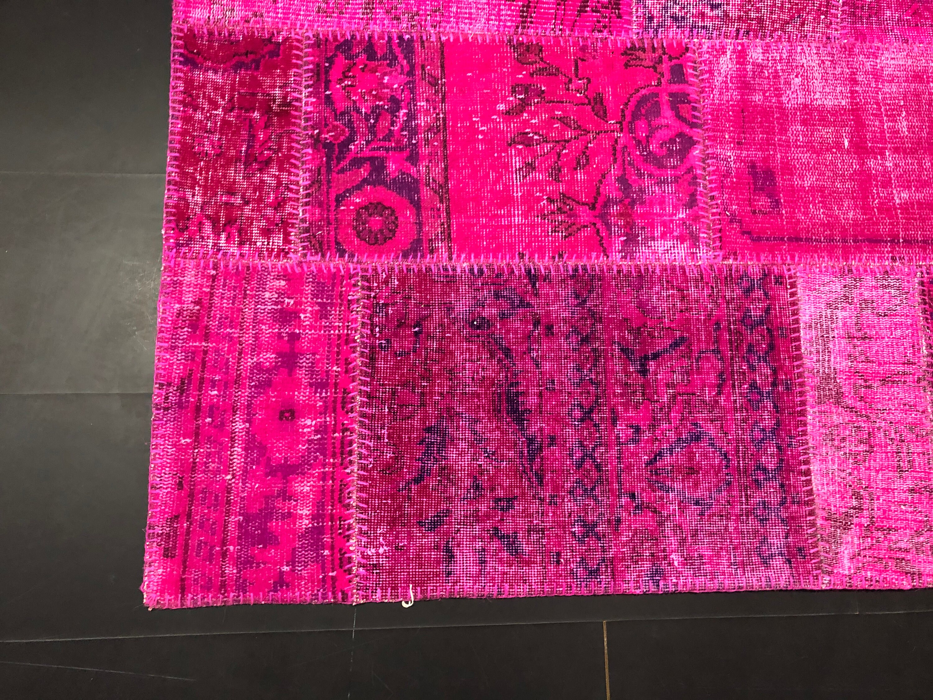 Pink Overdyed Patchwork Rug Modern Patchwork Rug Turkish Rug - Etsy
