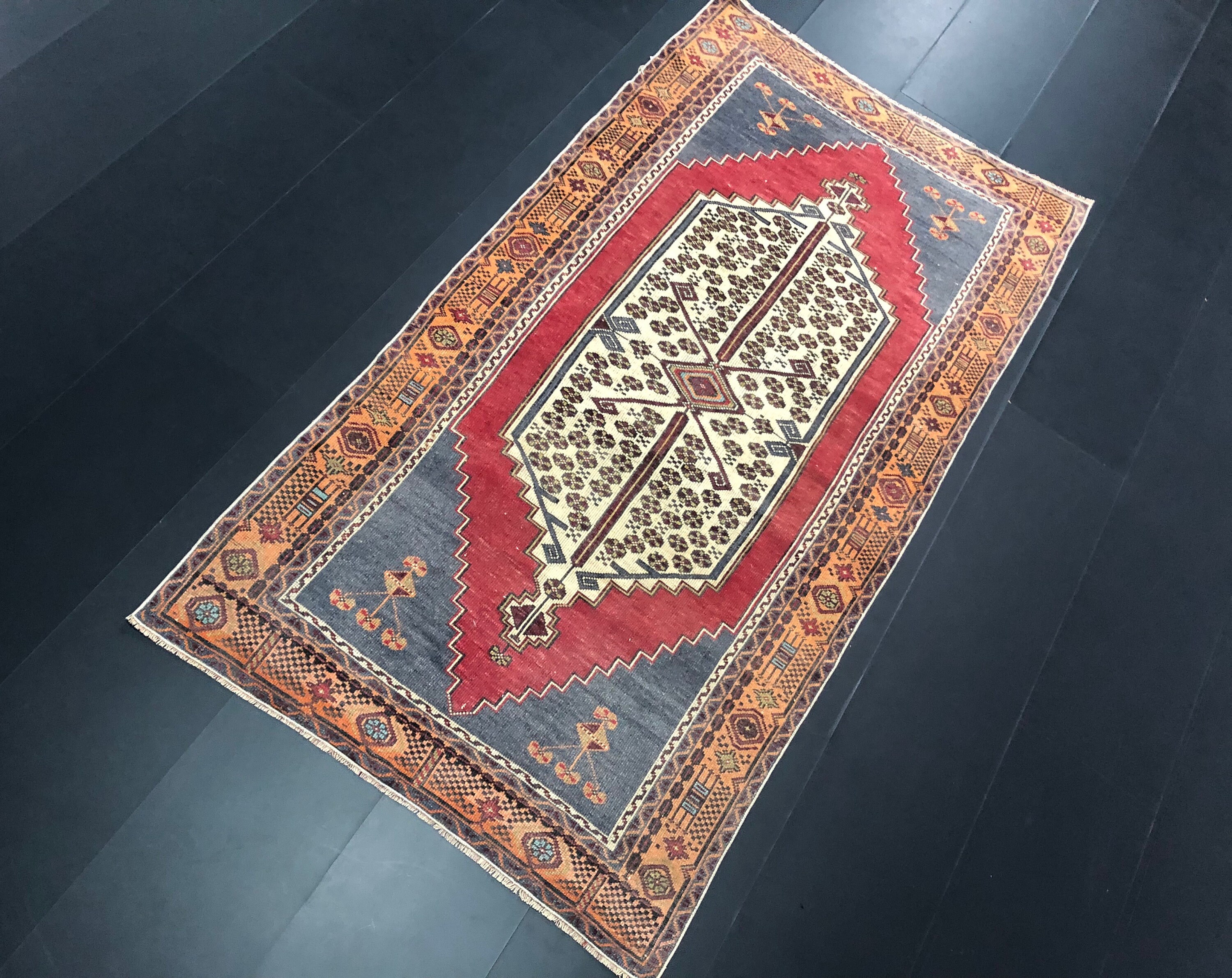 Antique Turkish Area Rug Decorative Tribal Rug Faded Rug | Etsy