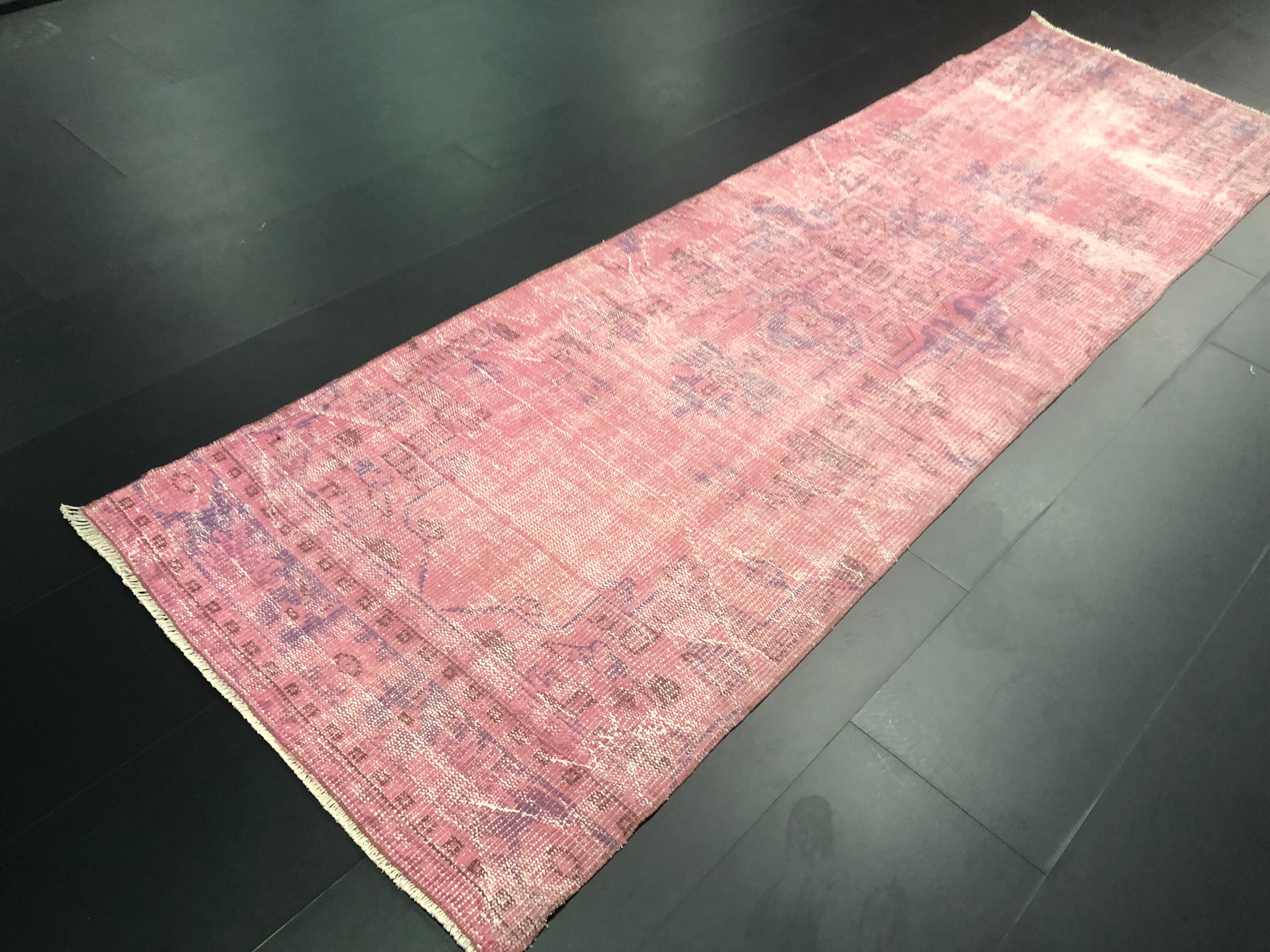 Pink Overdyed Runner Rug Vintage Hallway Runner Rug Modern - Etsy
